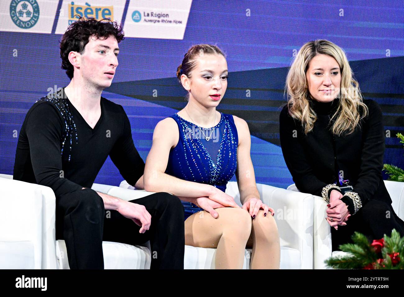 Julia QUATTROCCHI & Simon DESMARAIS (CAN), at Kiss & Cry, during Junior ...