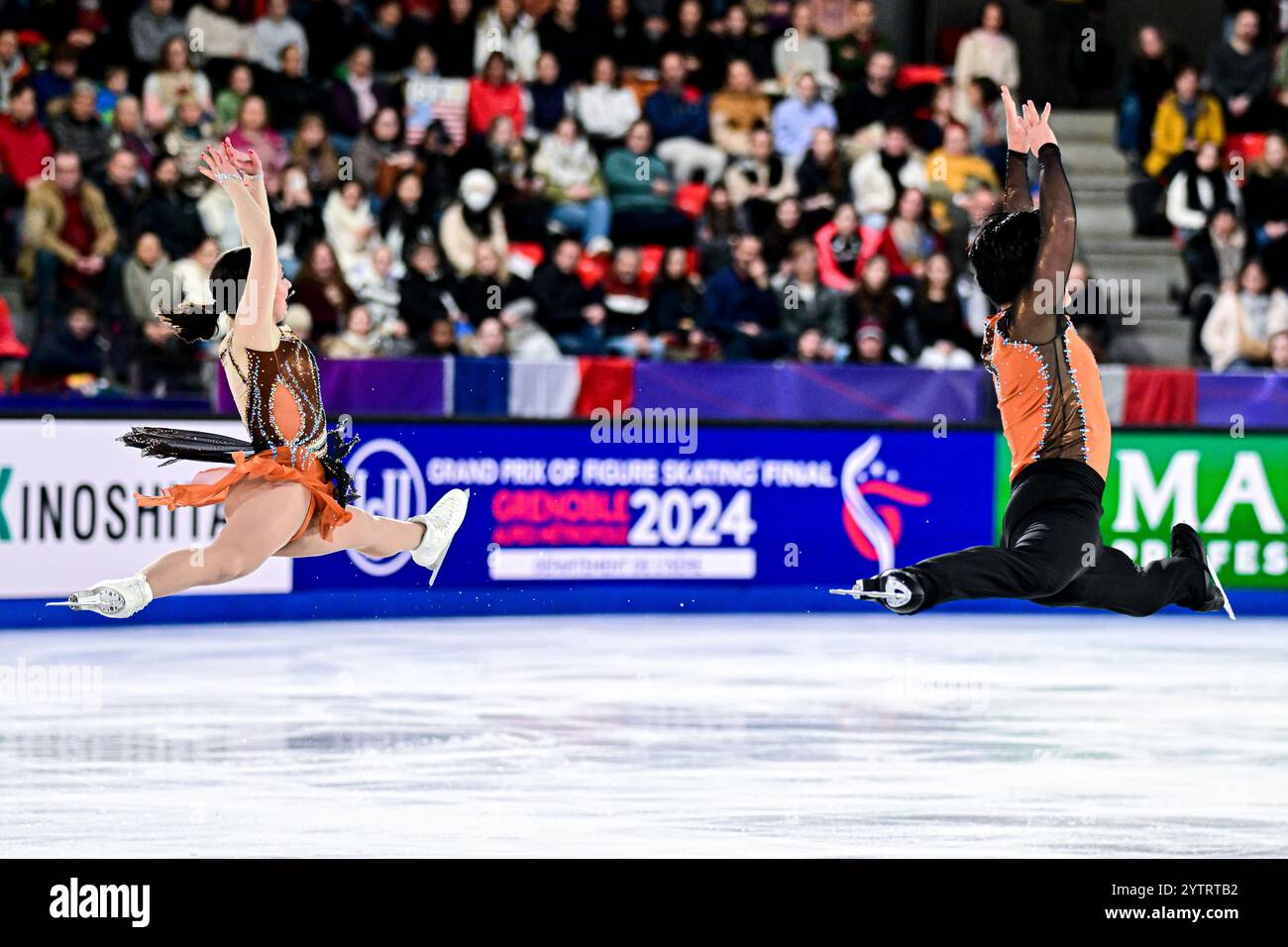 Olivia FLORES & Luke WANG (USA), during Junior Pairs Free Skating, at the ISU Grand Prix of ...