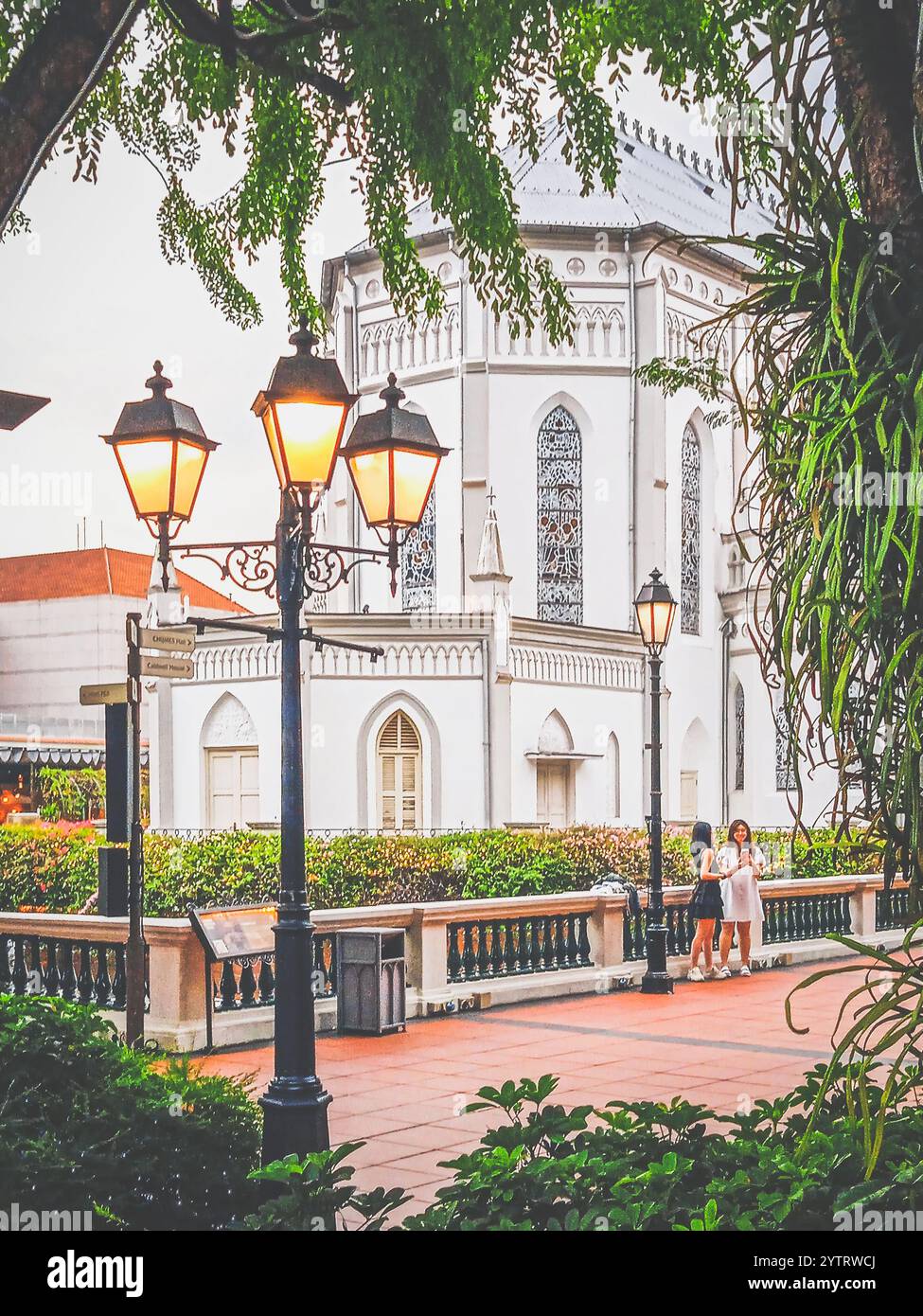 exterior of Chijmes church architecture in downtown Singapore historic ...
