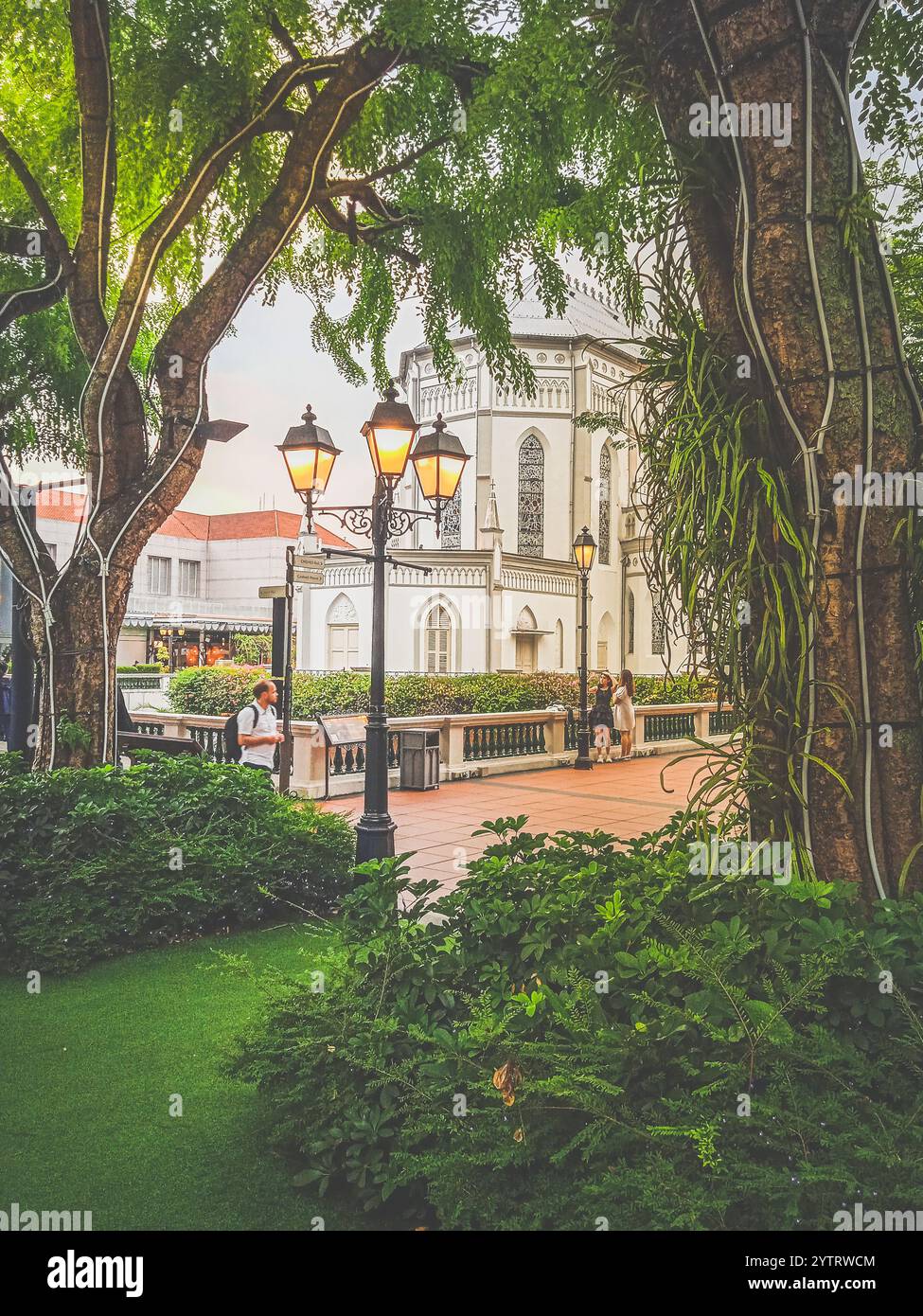 exterior of Chijmes church architecture in downtown Singapore historic ...