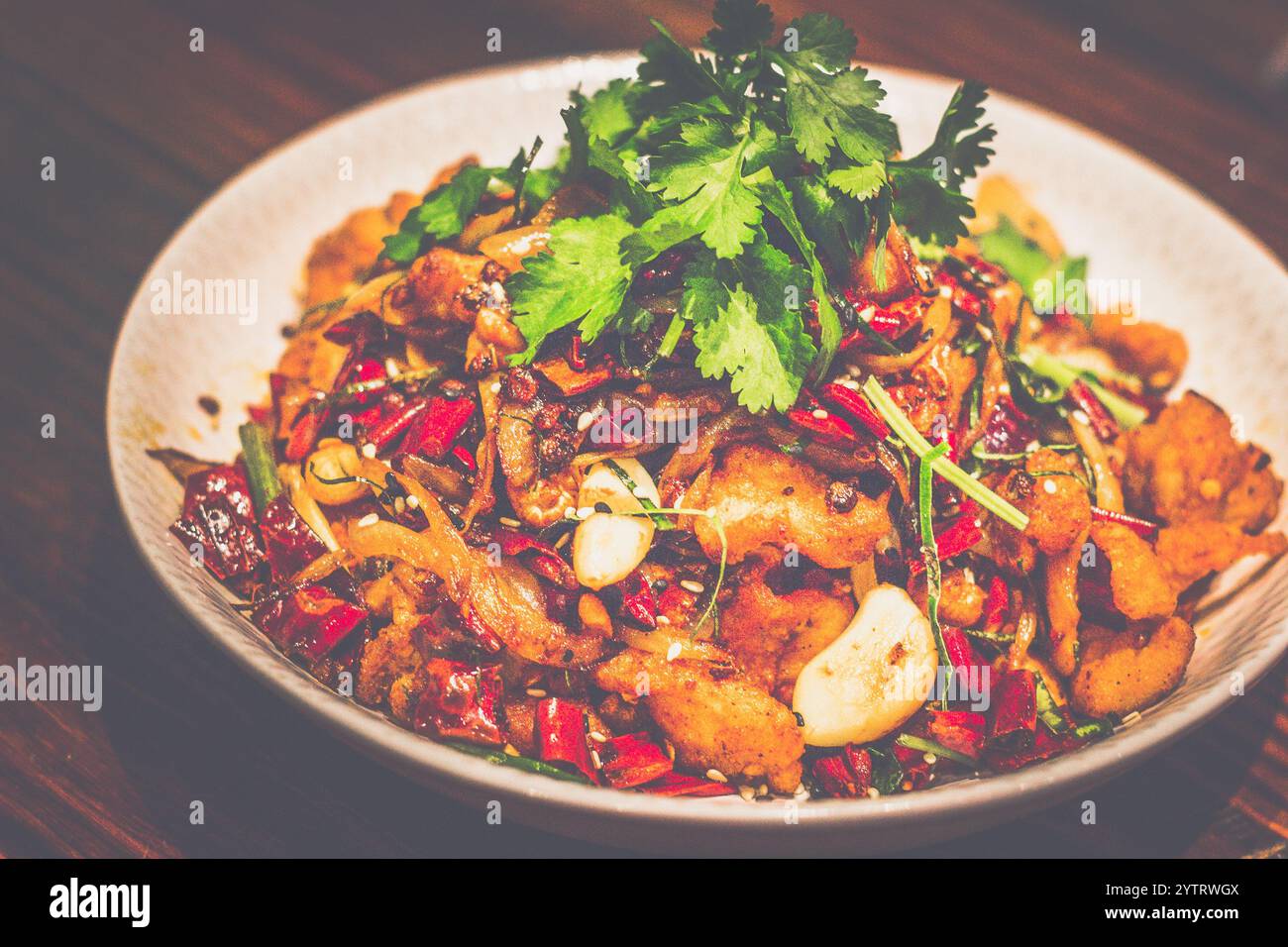 Deep Fried Spicy Mala Chicken served with dried chilli cashew nuts ...