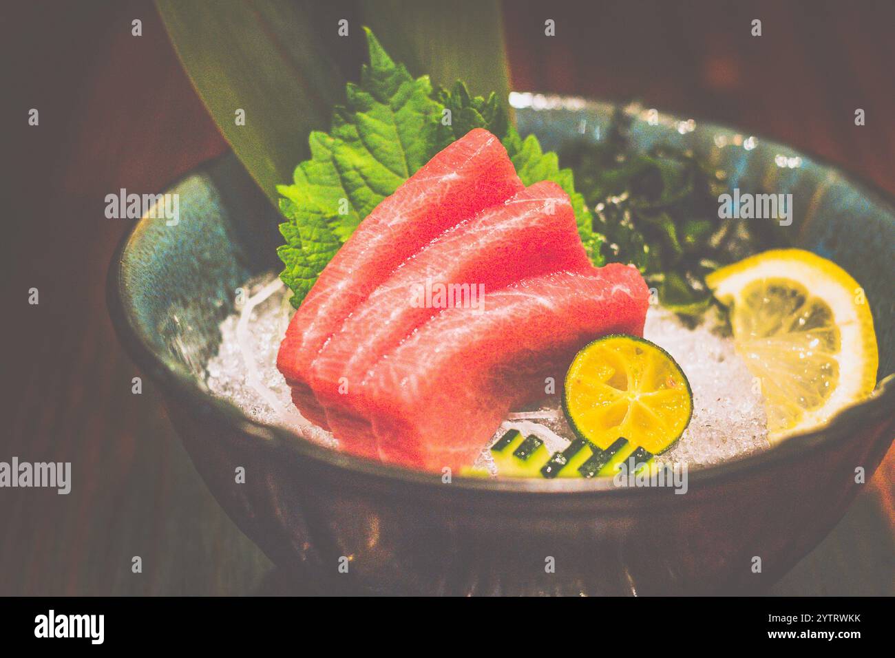 Hon Maguro Chutoro medium fat tuna sashimi on a bed of ice Stock Photo ...