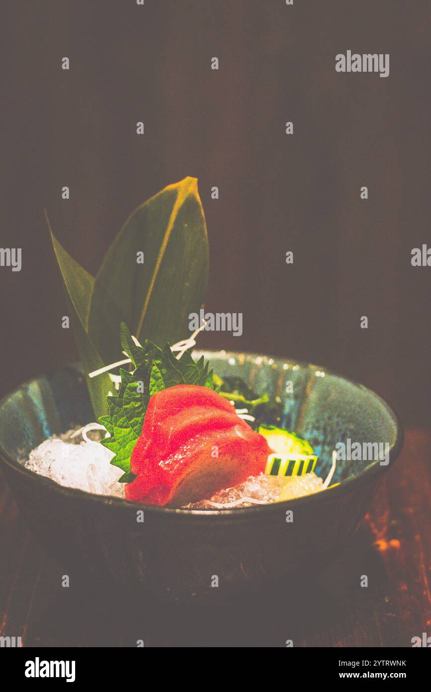 Hon Maguro Akami lean tuna sashimi served on a bed of ice Stock Photo ...