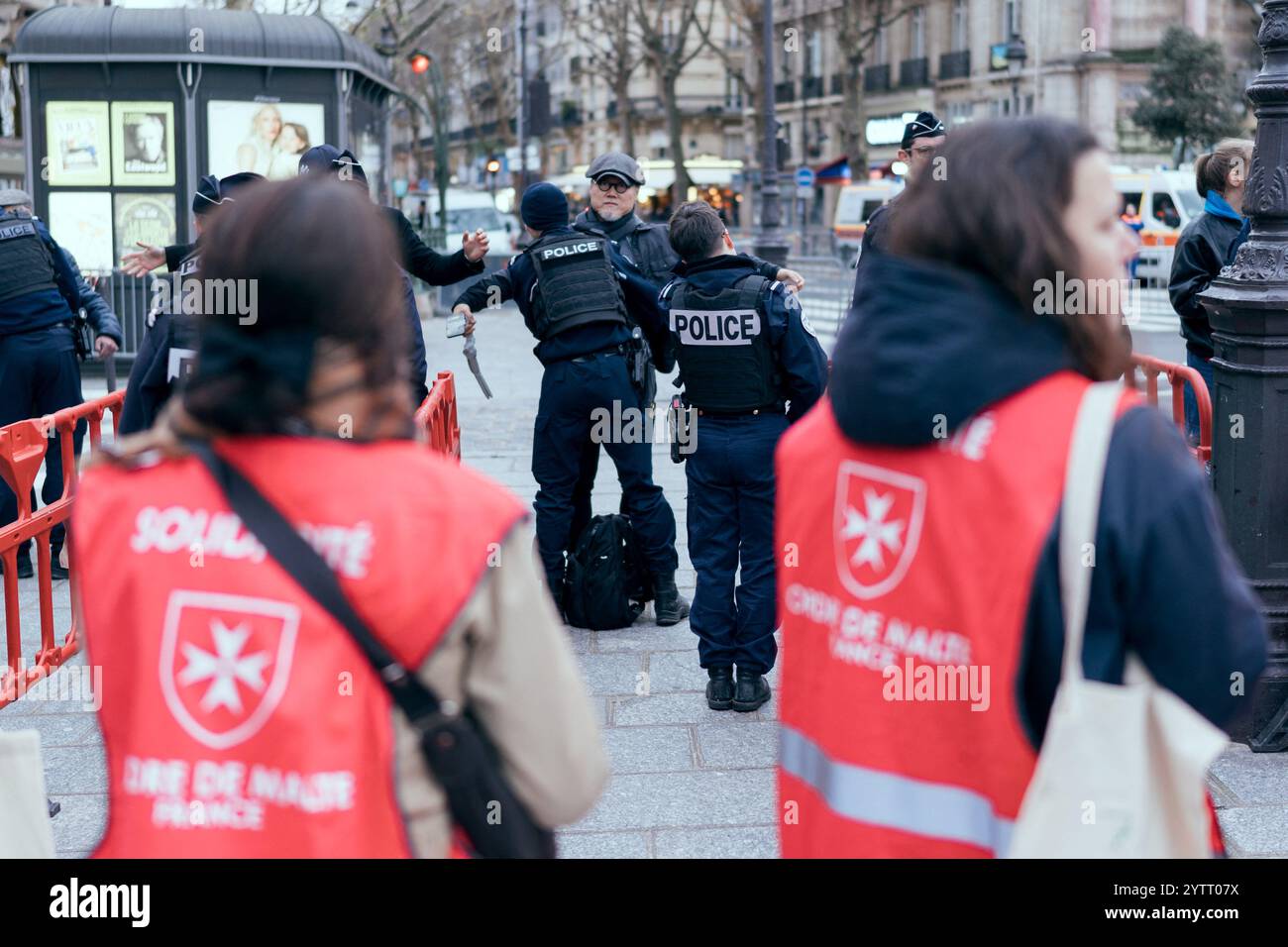 National police officer at a roadblock during its official reopening ...