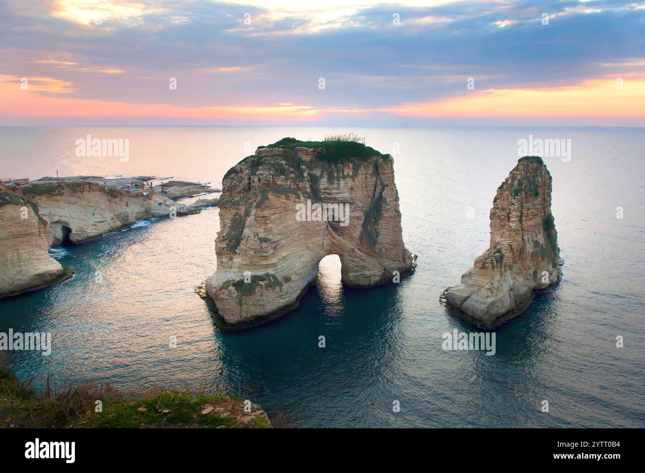 Sunset landscape view of the Pigeon Rocks along the famous ...