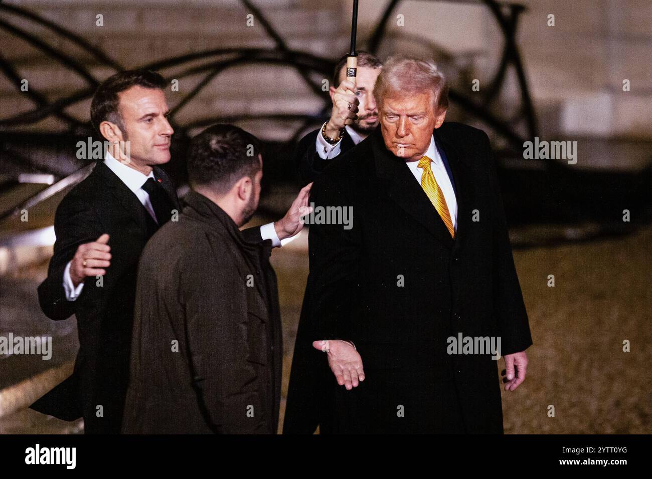 Paris, France. 07th Dec, 2024. The newly elected US President Donald Trump shakes hands with ...