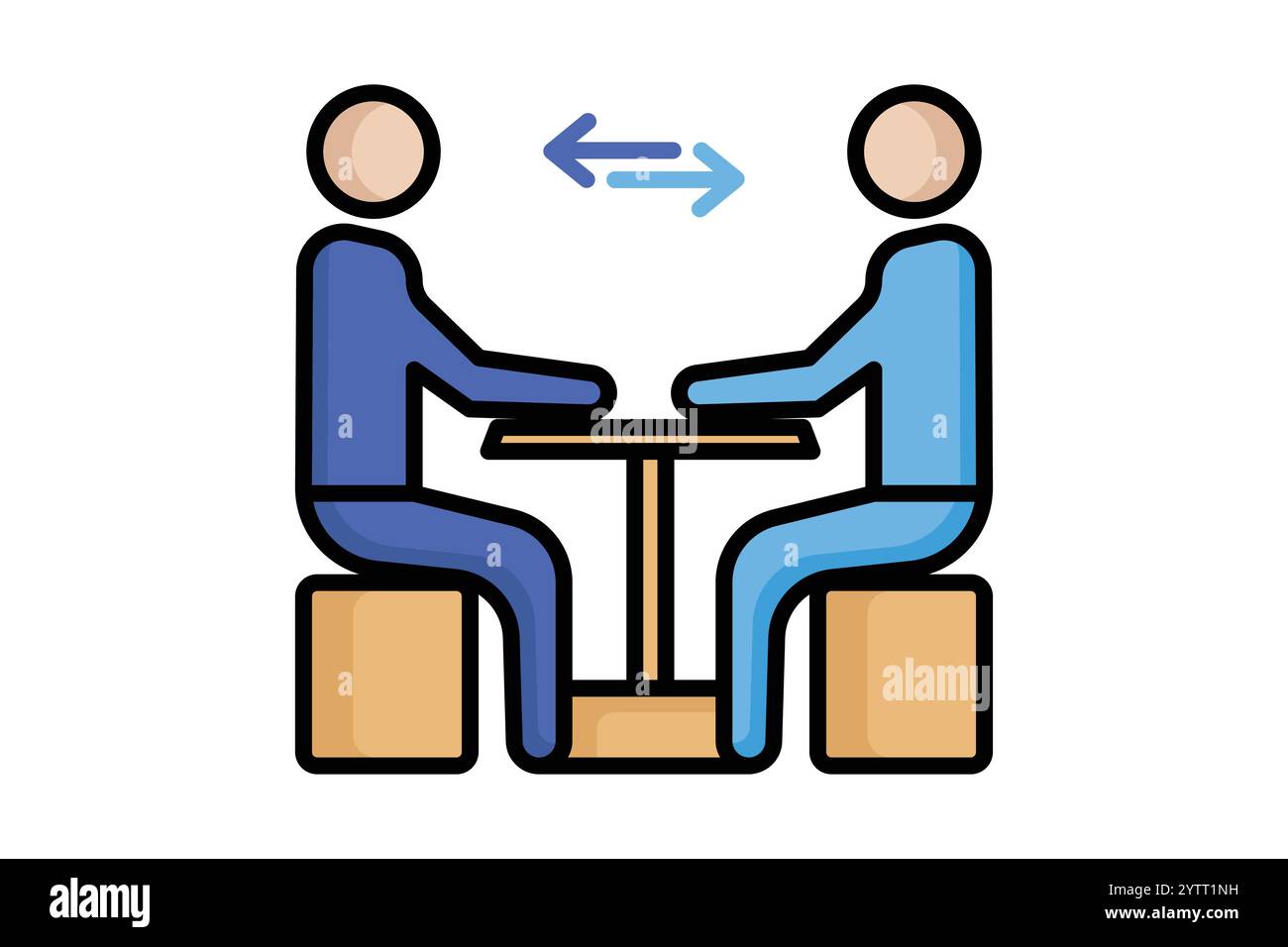 Negotiation icon. colored outline icon style. people around table. icon ...