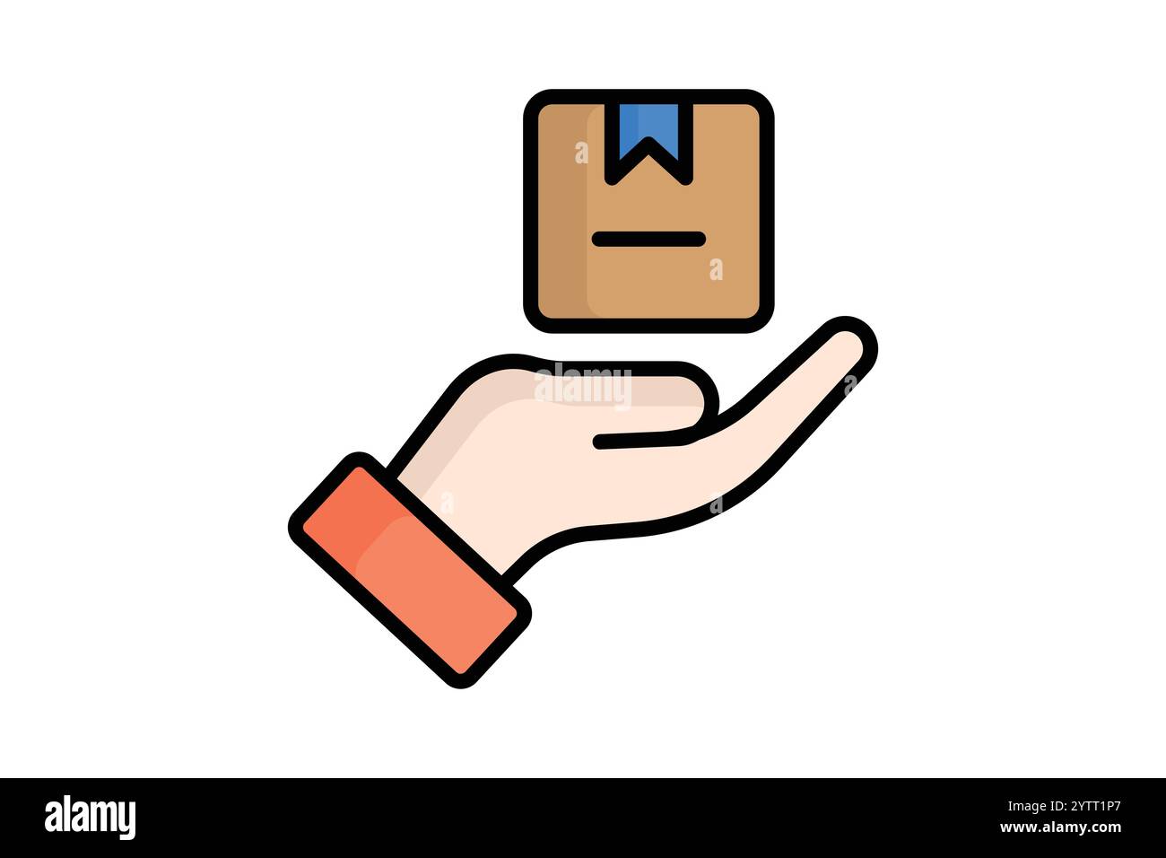 Delivery icon. colored outline icon style. hand with product. icon ...