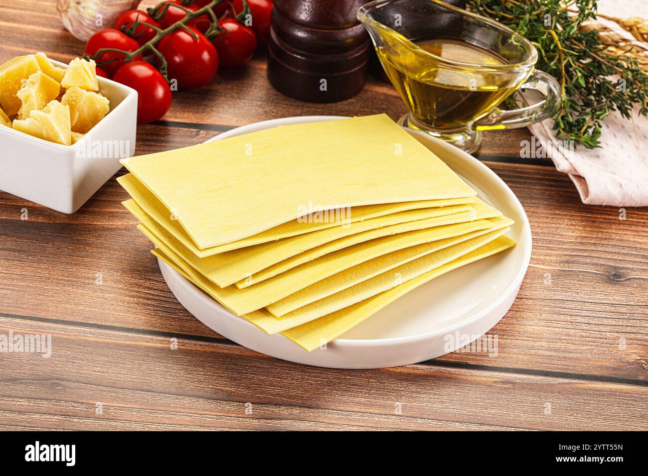 Italian cuisine - dry lasagna sheets for cooking Stock Photo - Alamy