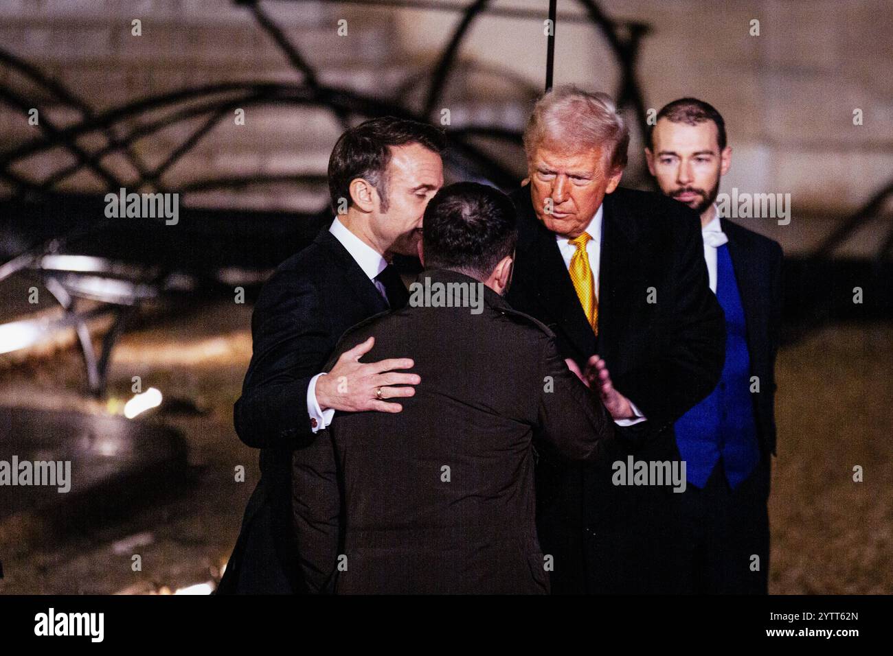 Paris, France. 07th Dec, 2024. The newly elected US President Donald Trump shakes hands with ...