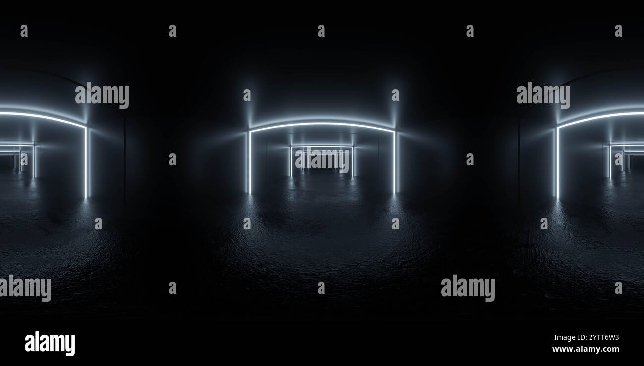 Futuristic Neon Archway in Dark Space 360 vr panorama Stock Photo - Alamy