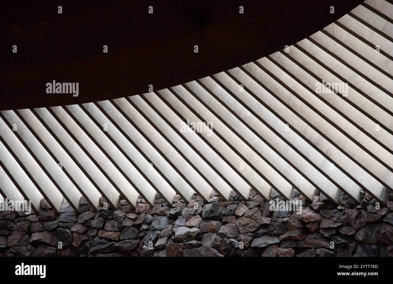 Modern architectural detail showing concrete beams and stone wall Stock ...