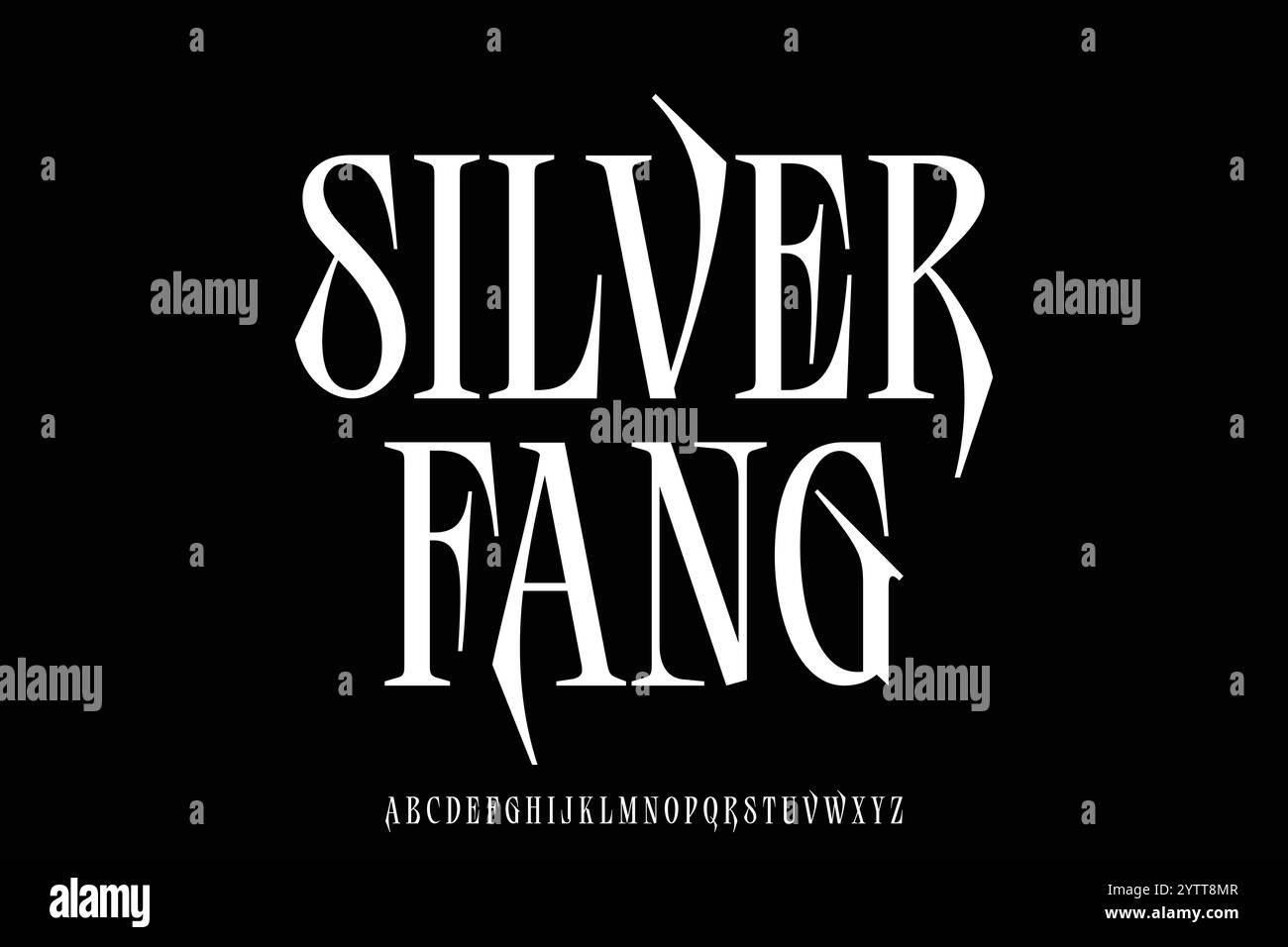 Elegant sharp serif alphabet display font vector. Silver fang typeface ...