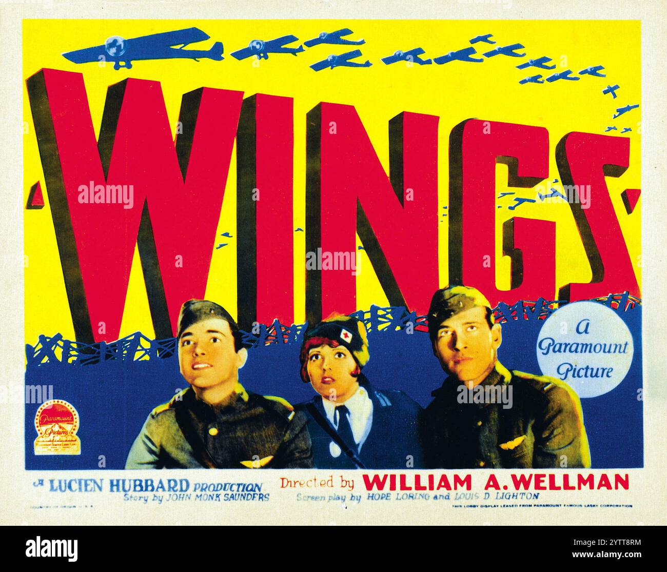 Clara Bow in Wings (Paramount, 1927). Title Lobby Card - Academy Award Winner - Starring Clara ...