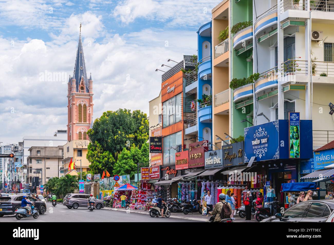 December 1, 2024: Bell tower of Tan Dinh Church on Hai Ba Trung Street ...