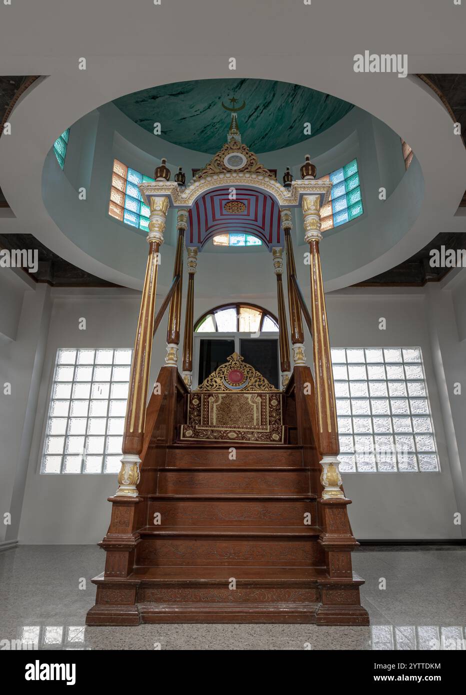 Bangkok, Thailand - Dec 07, 2024 - Ornately decorated minbar pulpit ...