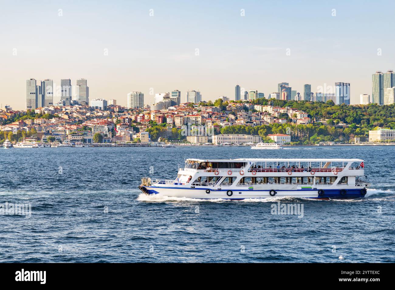 Istanbul skyline. Ferry is crossing the Bosporus Stock Photo - Alamy
