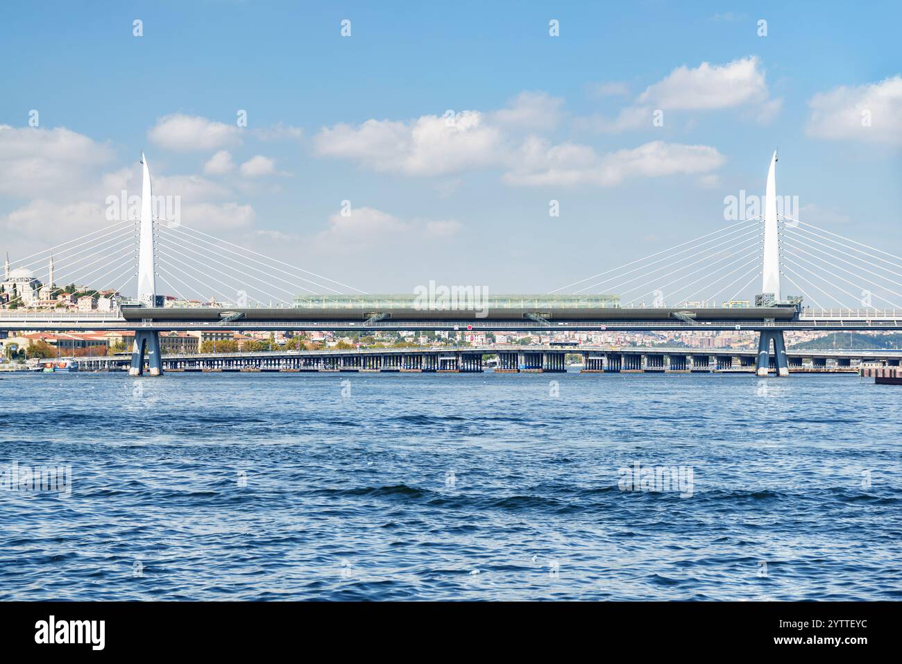 Awesome view of the Golden Horn Metro Bridge, Istanbul, Turkey Stock ...