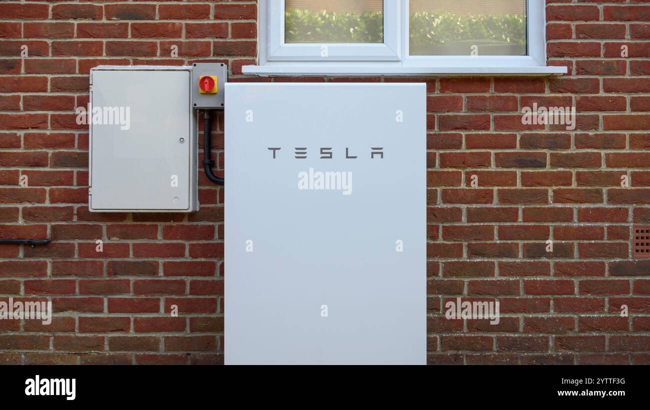 Solar powered Tesla Powerwall 2 rechargeable electric battery unit ...