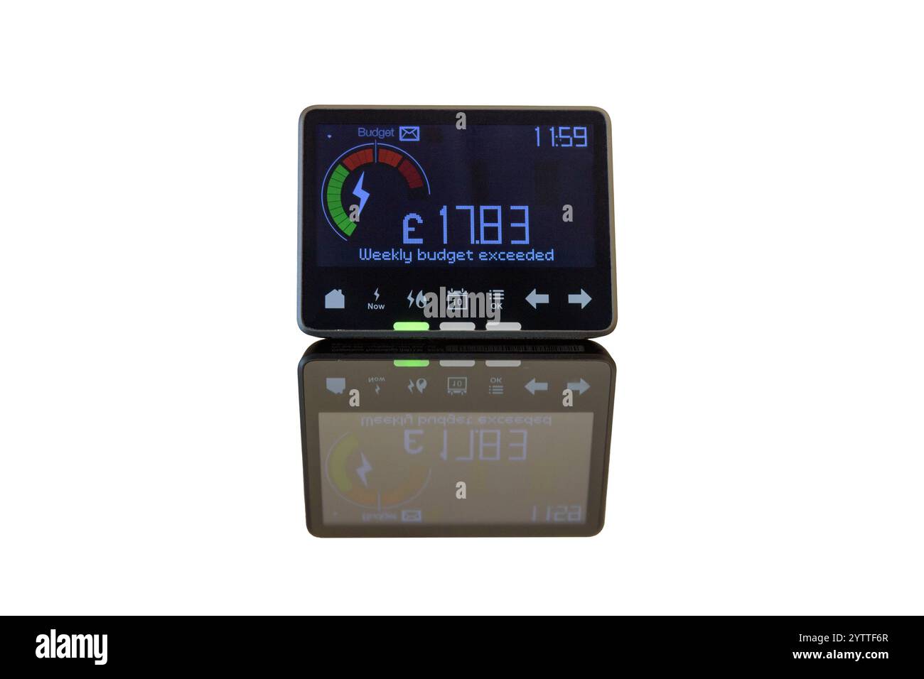 Domestic electricity smart meter warning that the weekly budget for ...