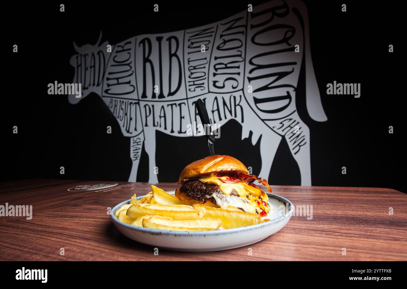 Burger, Rodri’s 1987; ingredients, two beef patties, aged cheddar ...