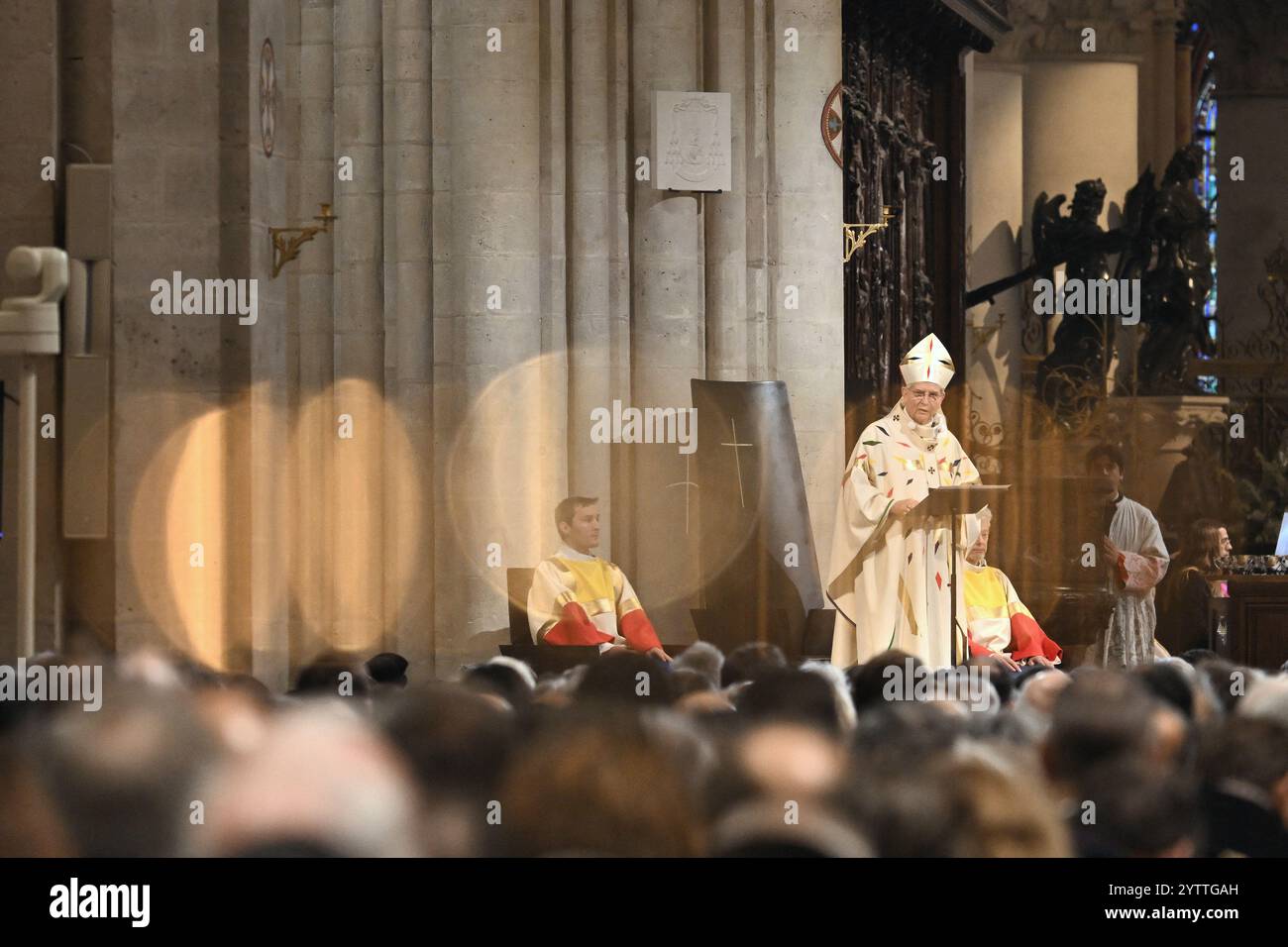 The Archbishop of Paris Laurent Ulrich during the first mass for the ...