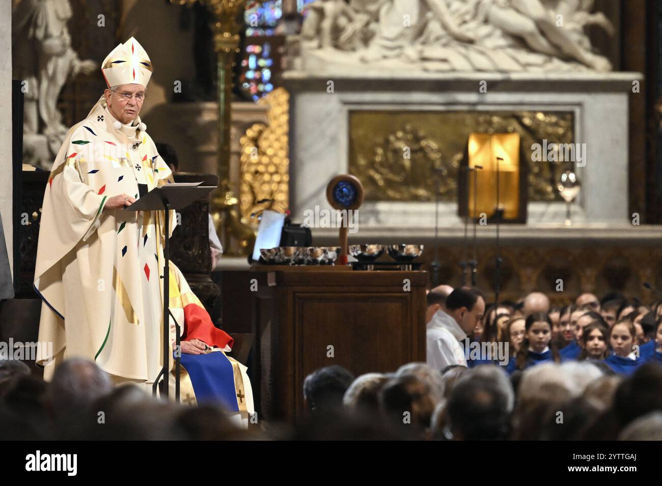 The Archbishop of Paris Laurent Ulrich during the first mass for the ...