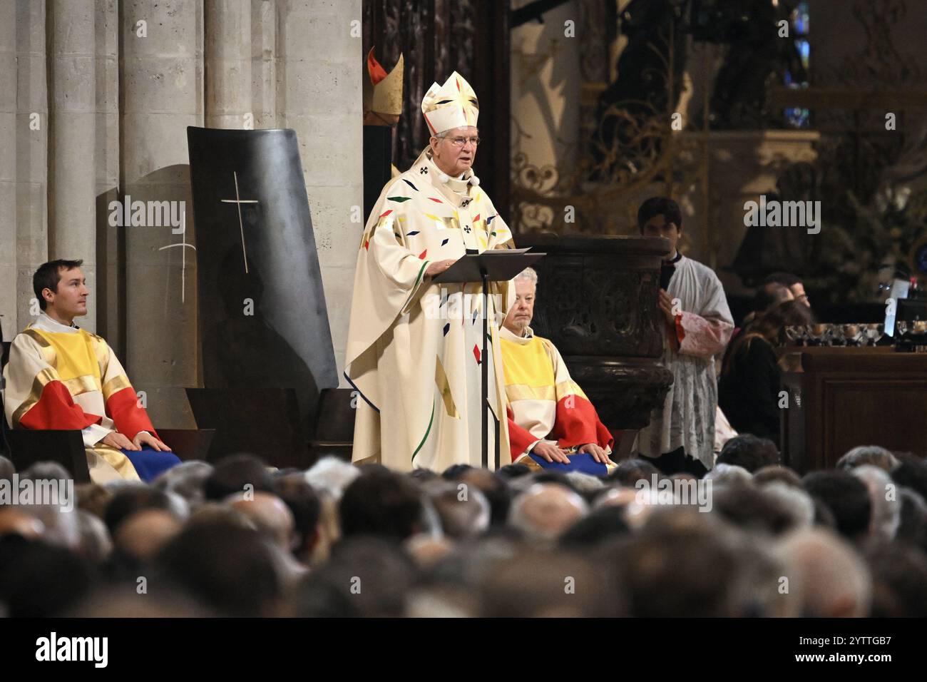 The Archbishop of Paris Laurent Ulrich during the first mass for the ...