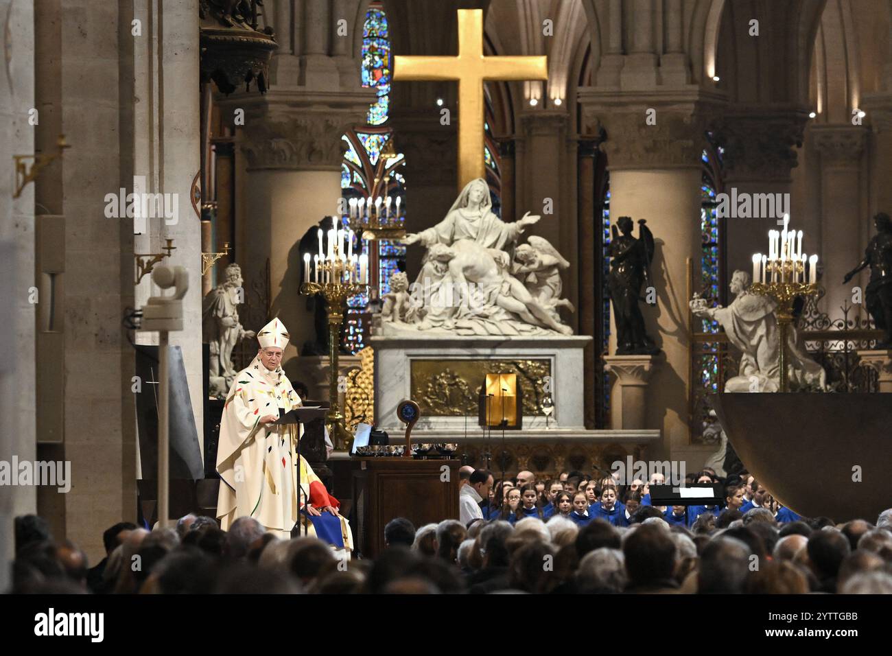 The Archbishop of Paris Laurent Ulrich during the first mass for the ...
