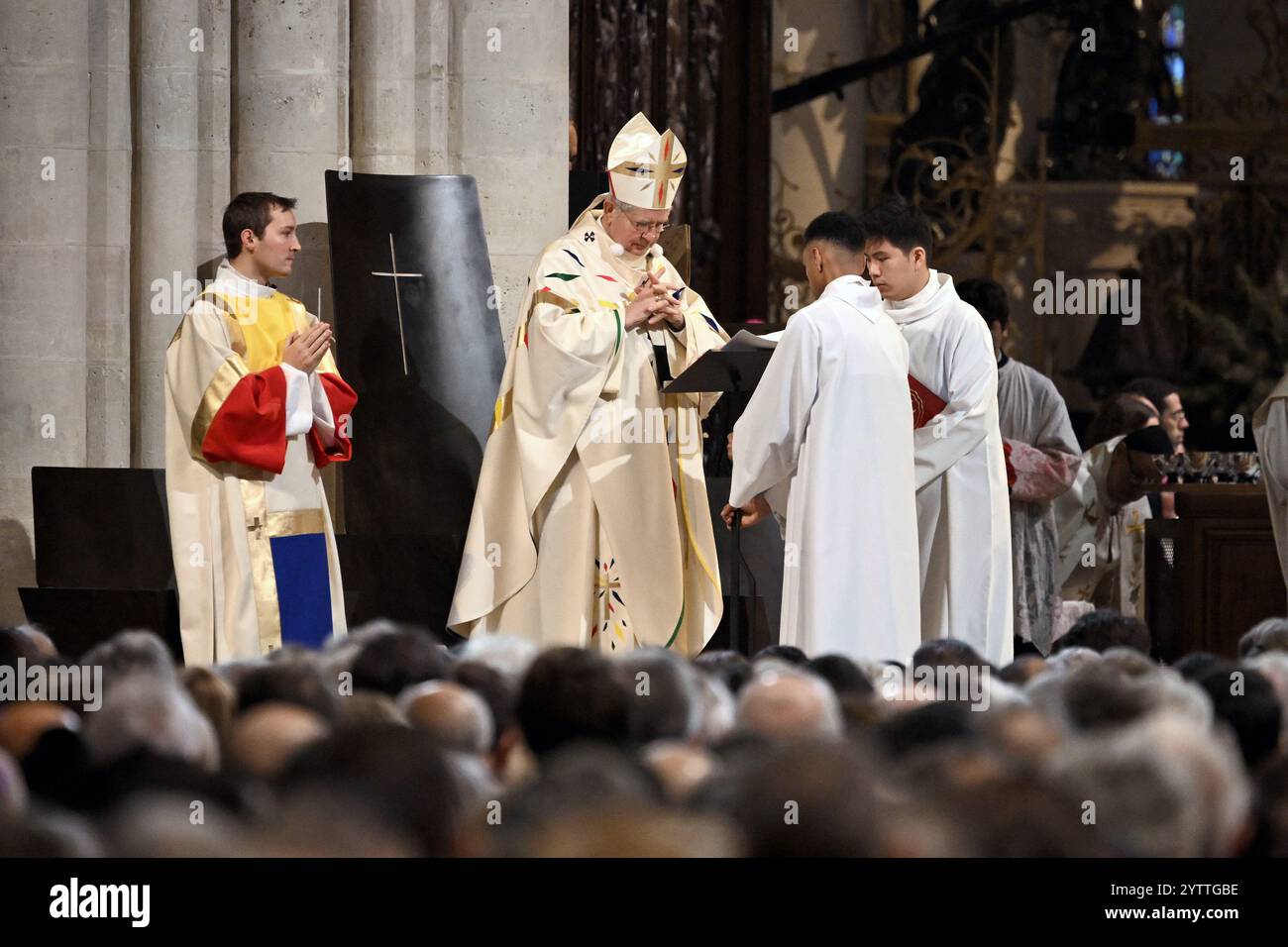 The Archbishop of Paris Laurent Ulrich during the first mass for the ...