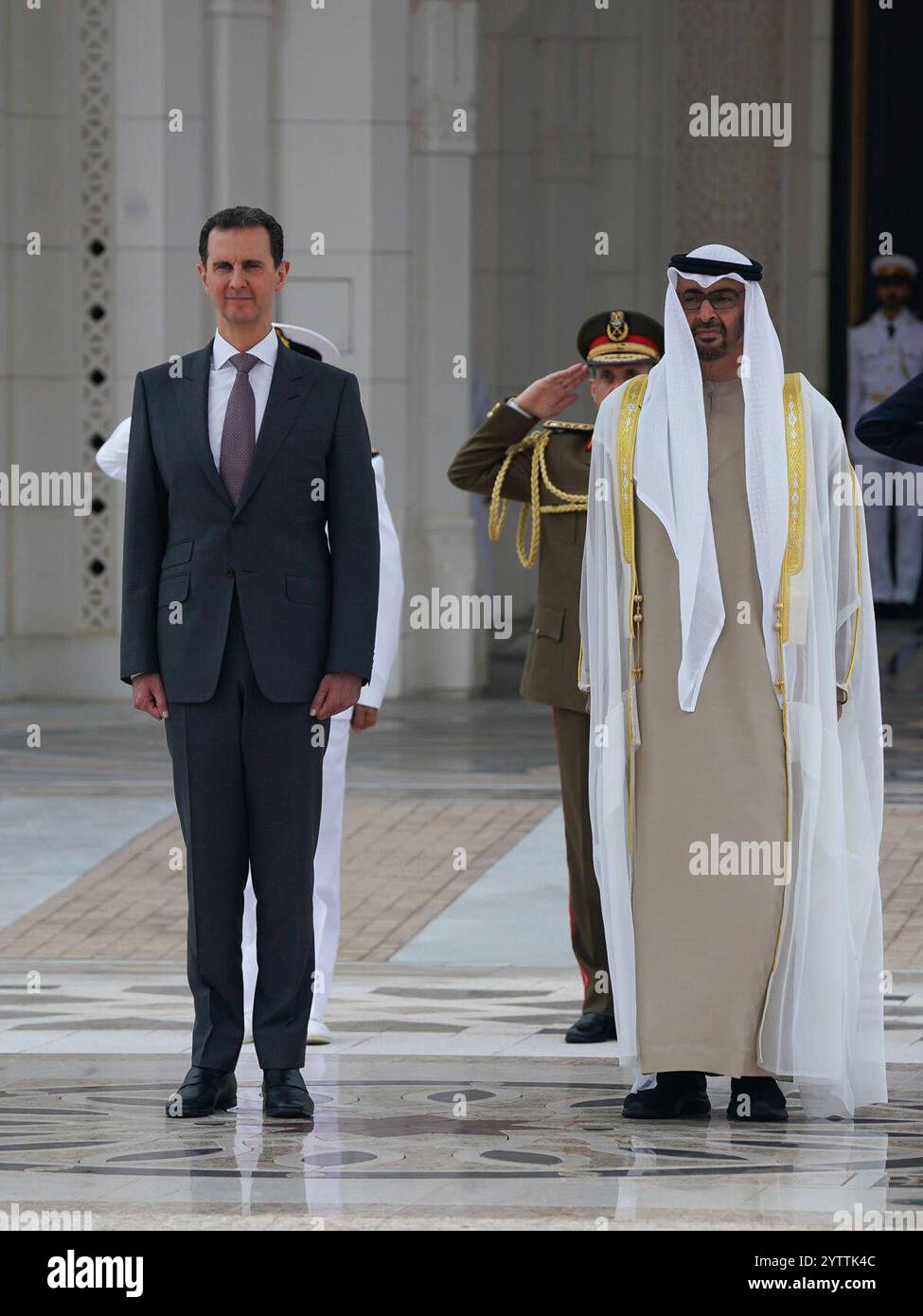 Emirati President Sheikh Mohamed bin Zayed al-Nahyan welcoming his ...
