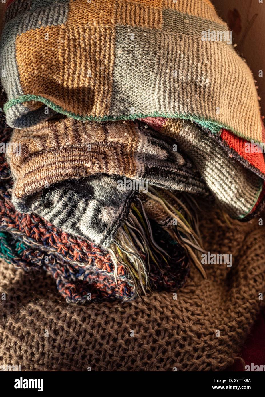 knitted handicraft, beautiful knitting pattern, handicraft concept ...