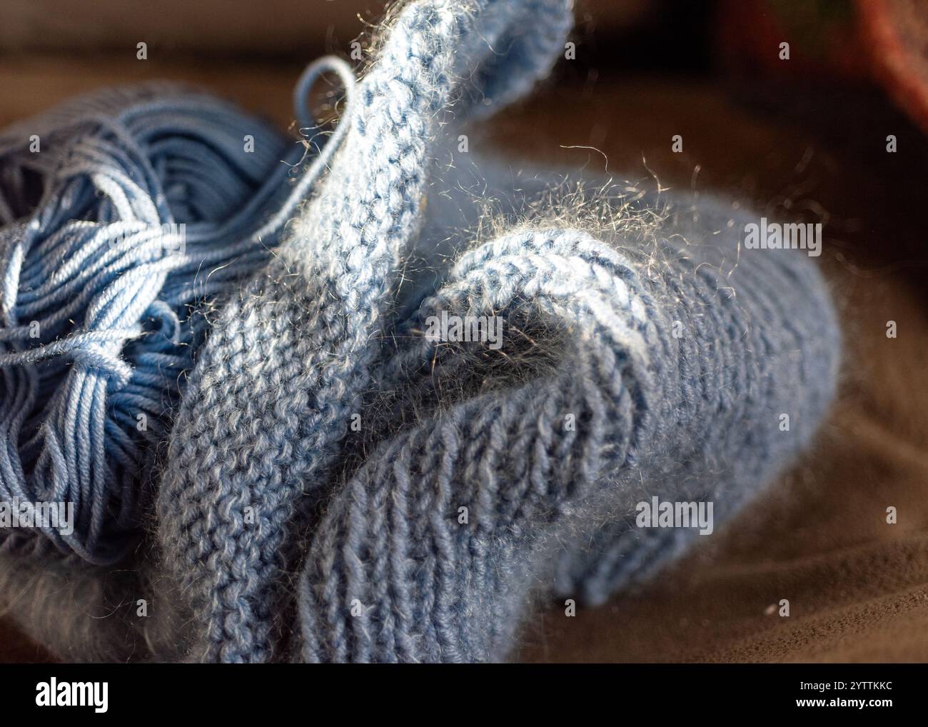 knitted handicraft, beautiful knitting pattern, handicraft concept ...