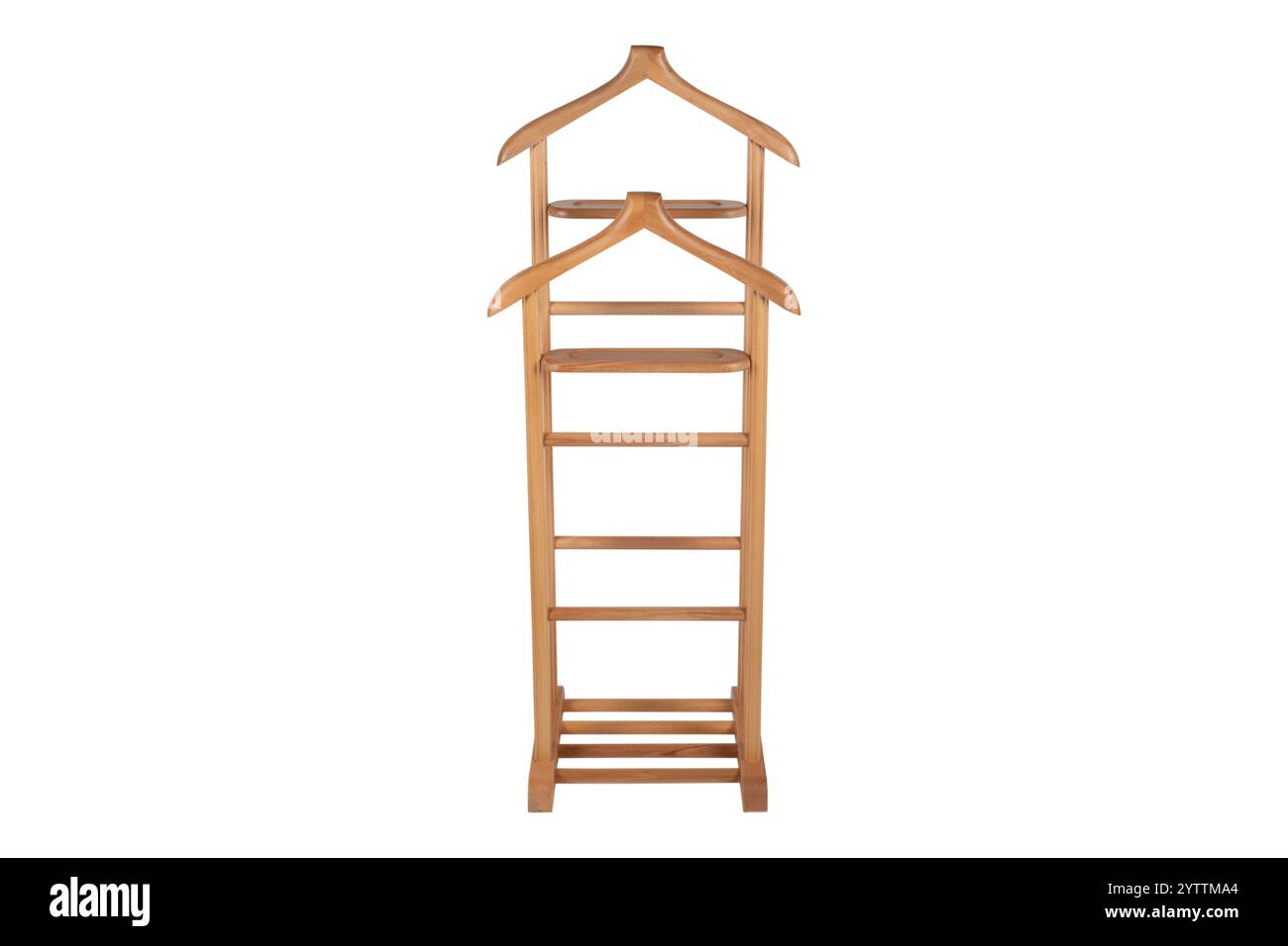 Elegant Wooden Valet Stand with Hanger and Storage Racks for Clothes ...