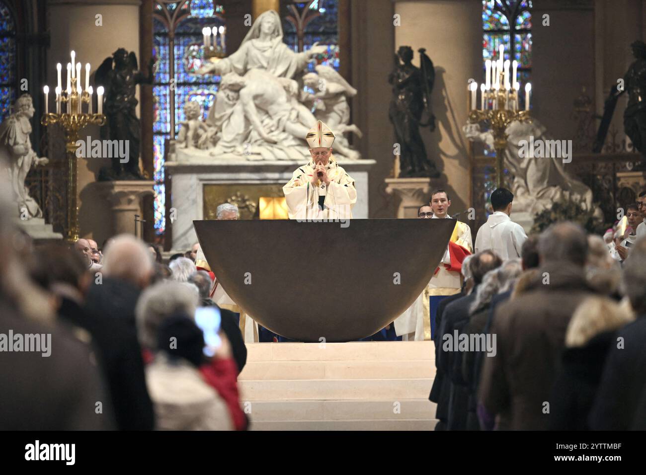 The Archbishop of Paris Laurent Ulrich during the first mass for the ...