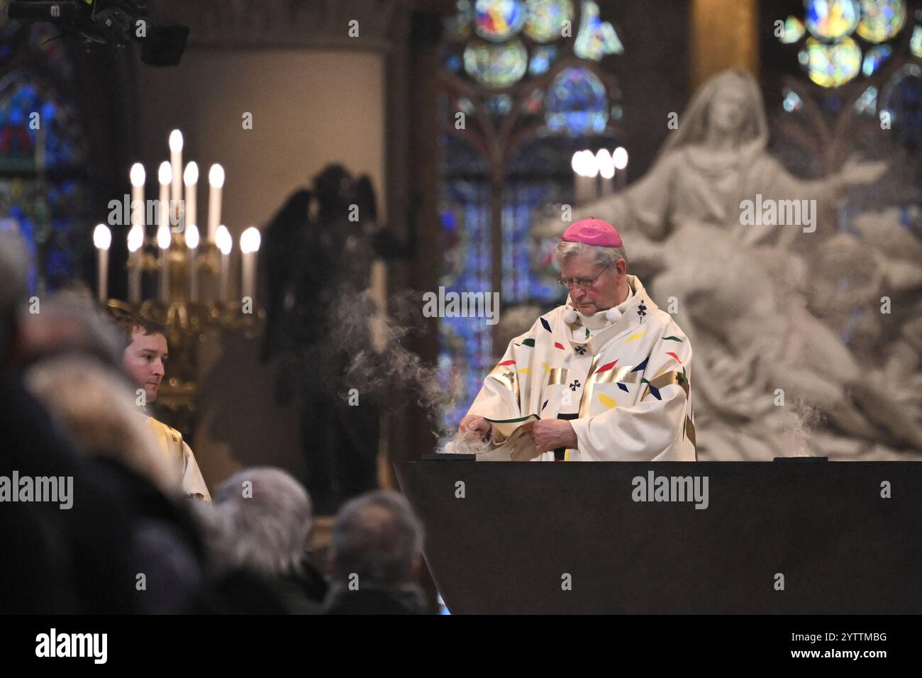 The Archbishop of Paris Laurent Ulrich during the first mass for the ...