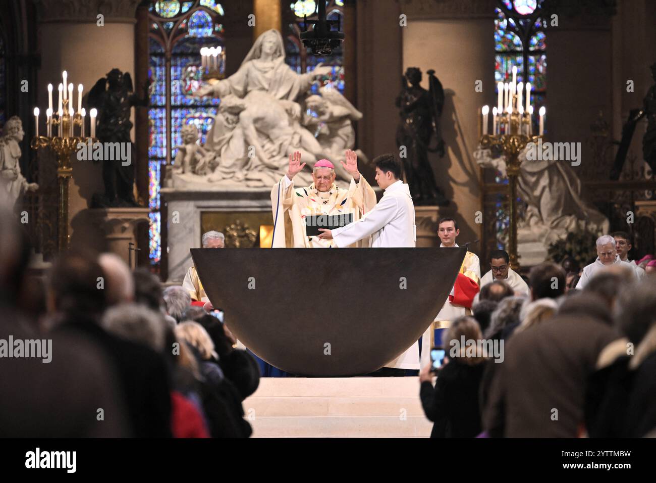 The Archbishop of Paris Laurent Ulrich during the first mass for the ...