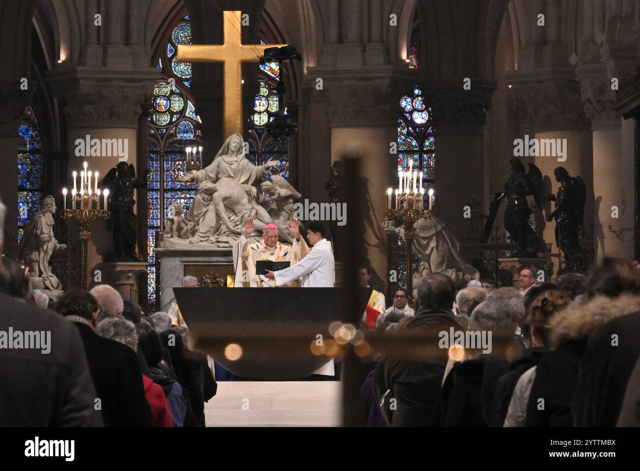 The Archbishop of Paris Laurent Ulrich during the first mass for the ...