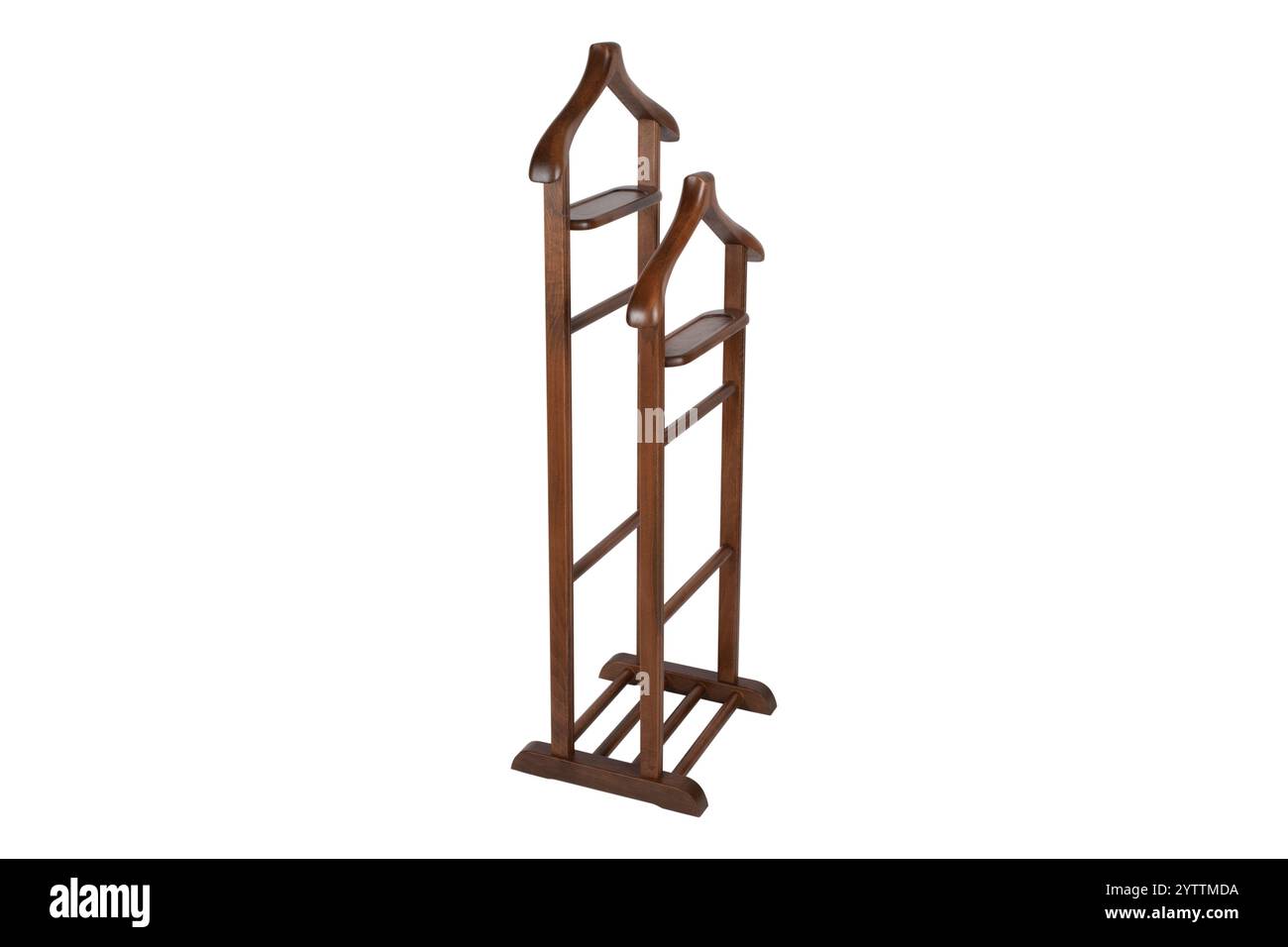 Elegant Wooden Valet Stand with Hanger and Storage Racks for Clothes ...