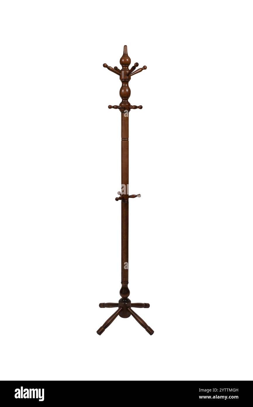Traditional Wooden Coat Rack Stand with Multiple Hooks, Vintage Style ...