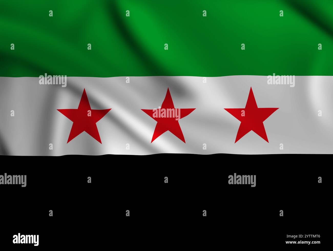 The opposition's new three-star Syrian flag covering the frame is ...