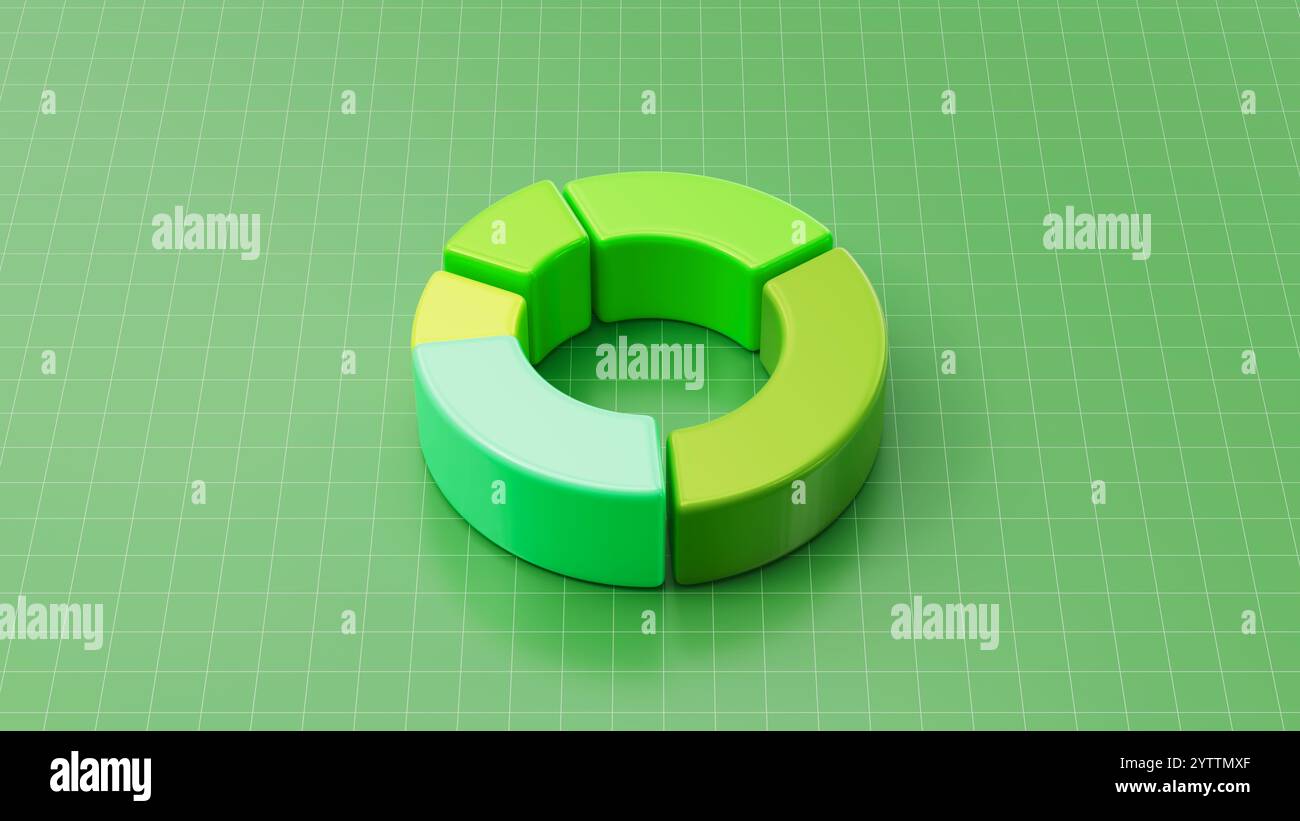 3D green donut pie chart with colorful segments. Information graphic ...