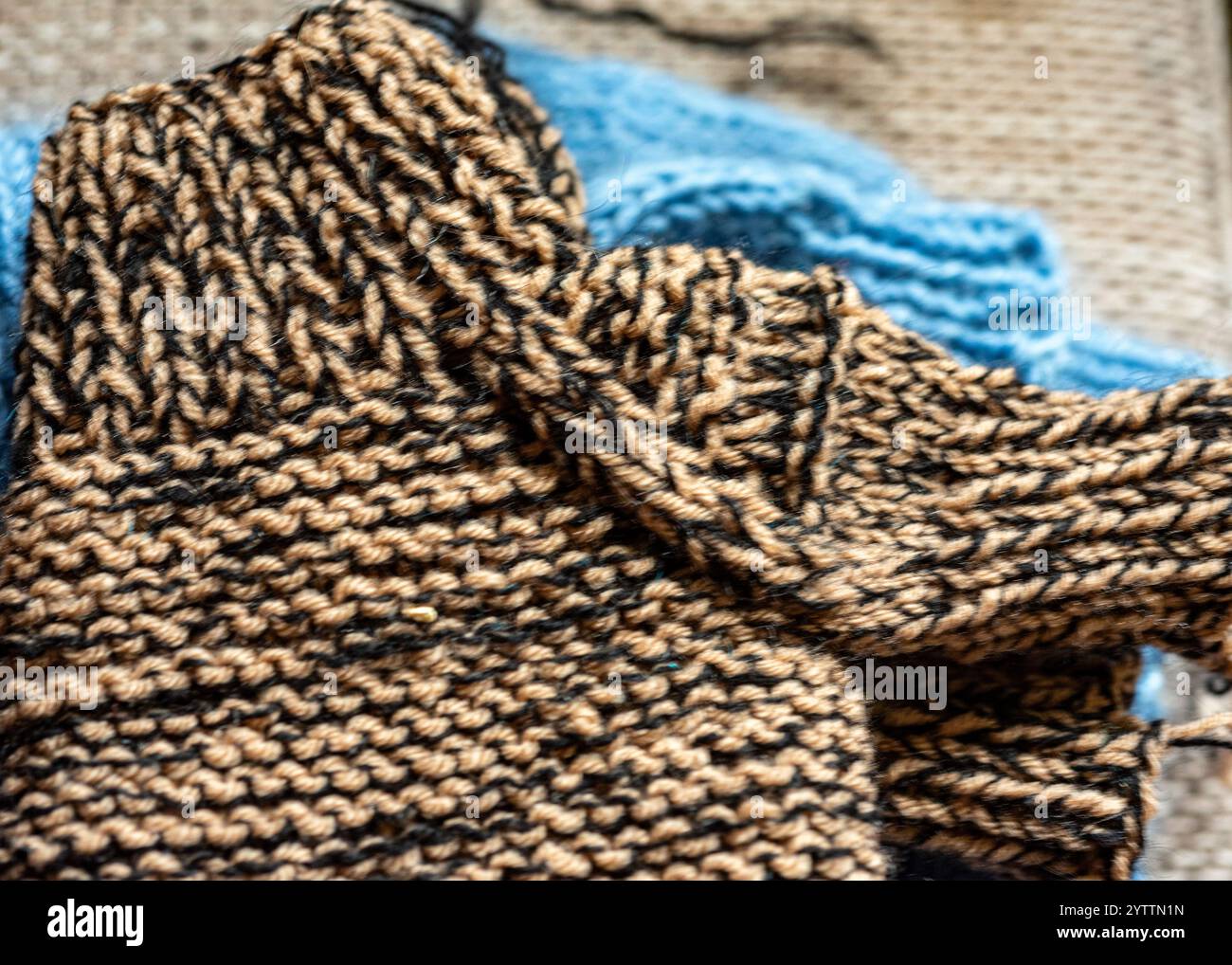 knitted handicraft, beautiful knitting pattern, handicraft concept ...