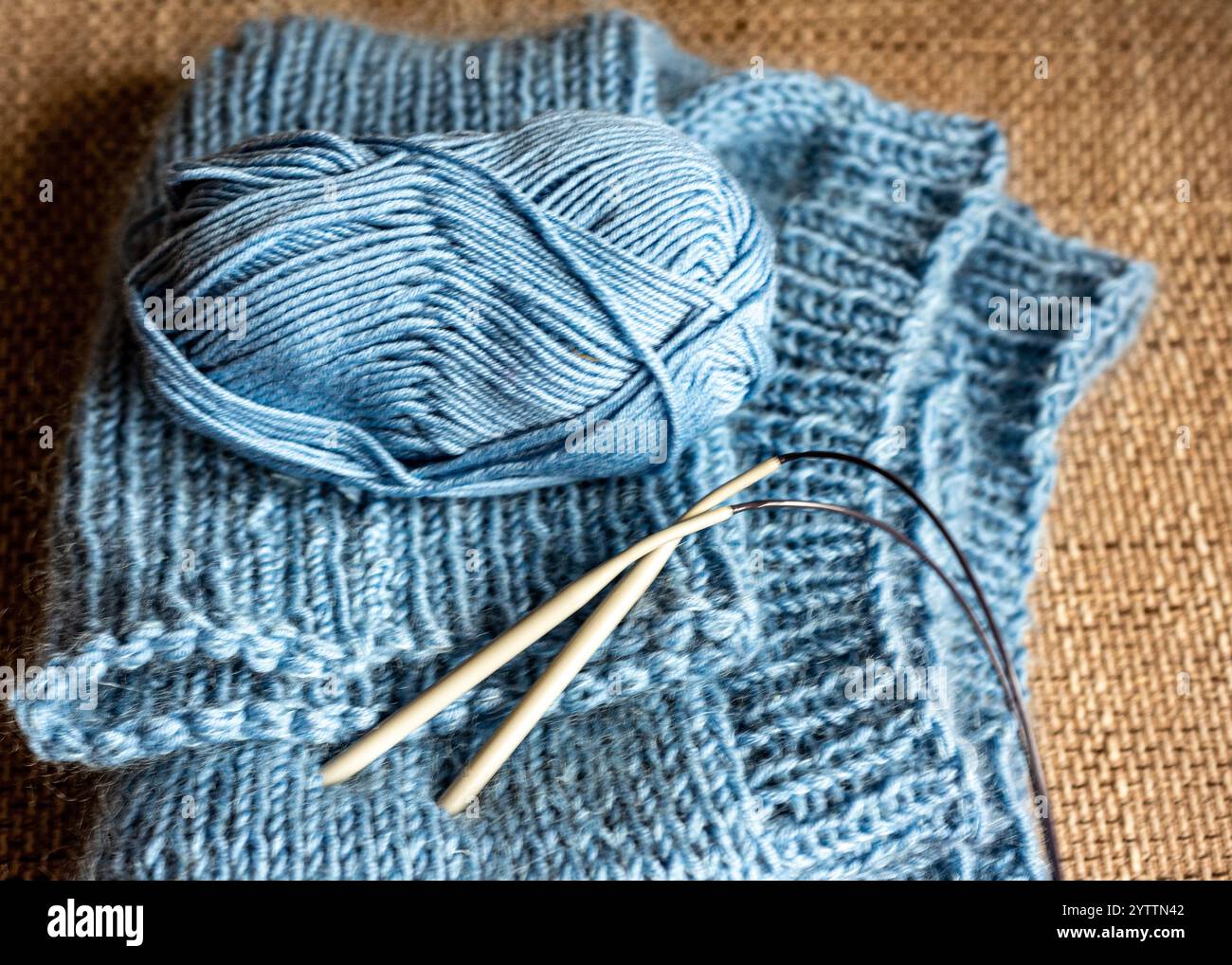 knitted handicraft, beautiful knitting pattern, handicraft concept ...