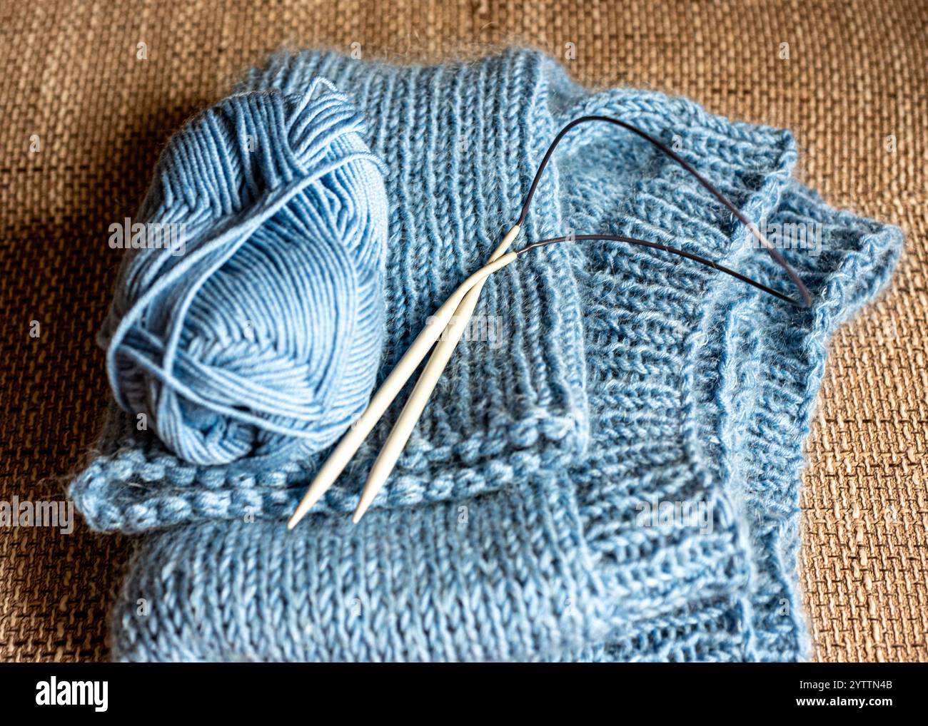 knitted handicraft, beautiful knitting pattern, handicraft concept ...