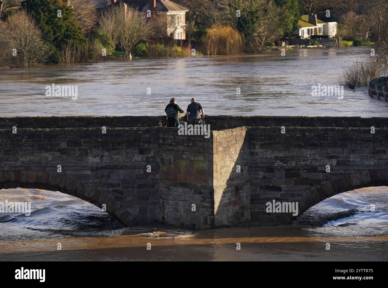 High water levels on the River Wye in Hereford which has burst it's ...