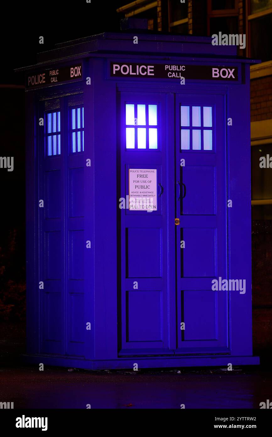 A Doctor Who Tardis replica on display at Inner Space Stations in York ...
