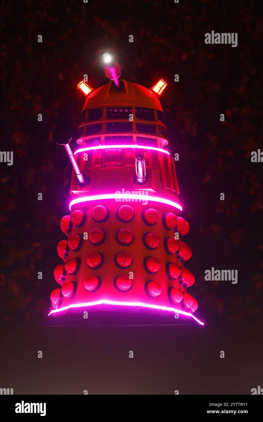Illuminated Dalek prop replica from the tv series Doctor Who sits on a ...