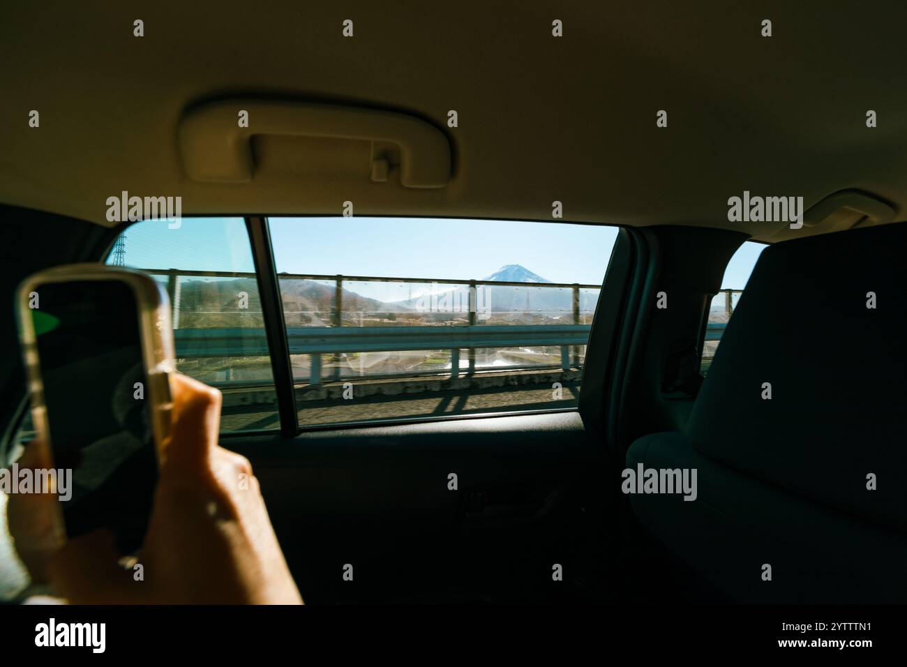 View from window car with Mount fuji in japan Stock Photo - Alamy