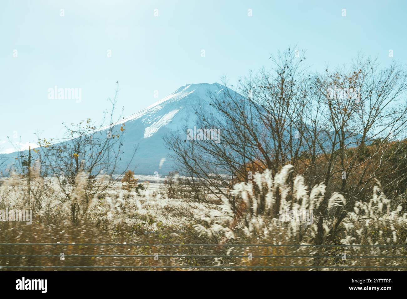 View from window car with Mount fuji in japan Stock Photo - Alamy